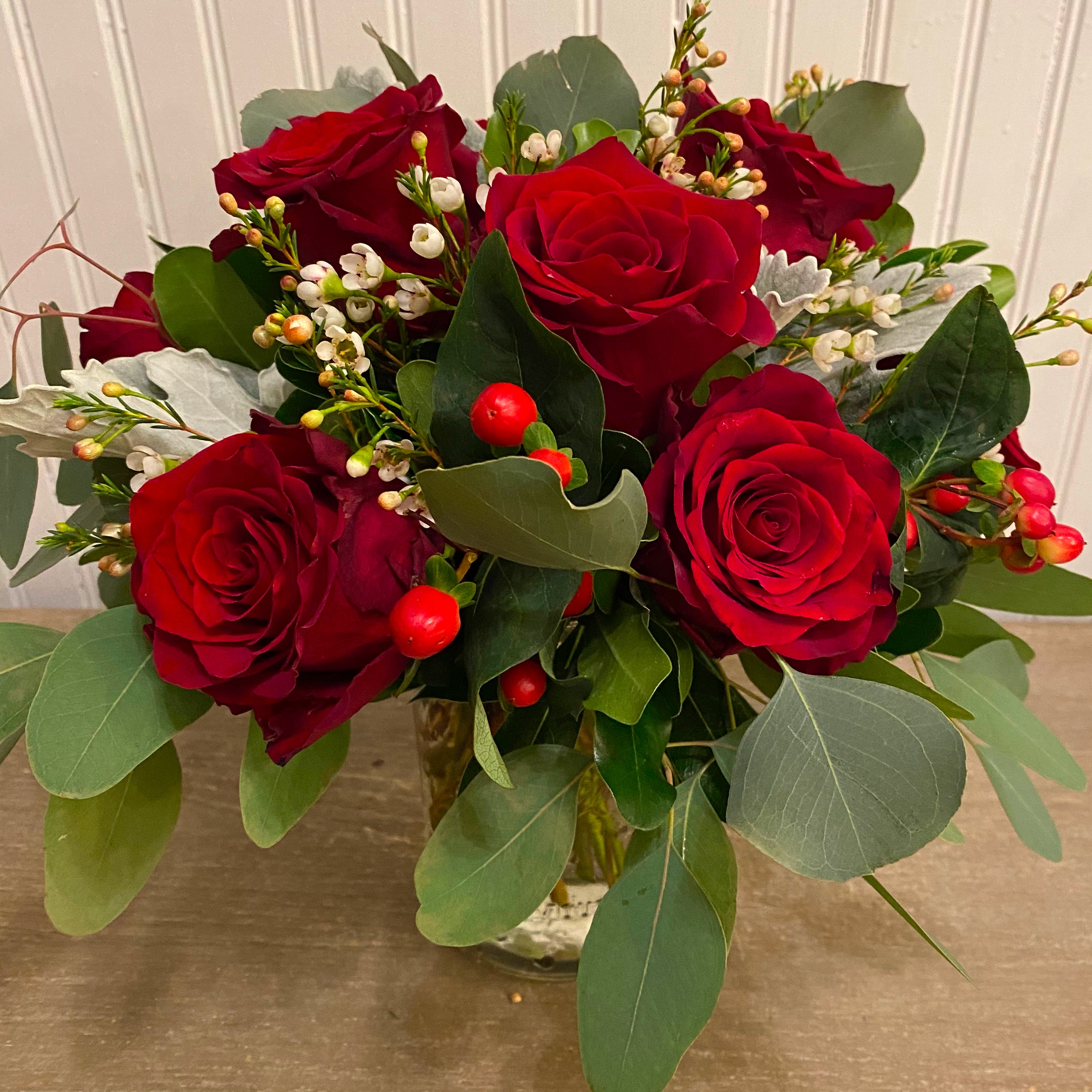 Dozen Roses Arrangement (Valentine's Day Pre-Order!) – Chaz's Bull City ...
